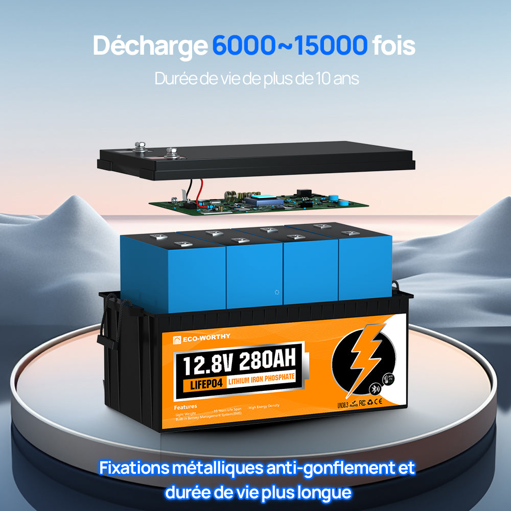 Batterie lithium LiFePO4 12V 280Ah avec Bluetooth | ECO-WORTHY – eco-worthy-fr
