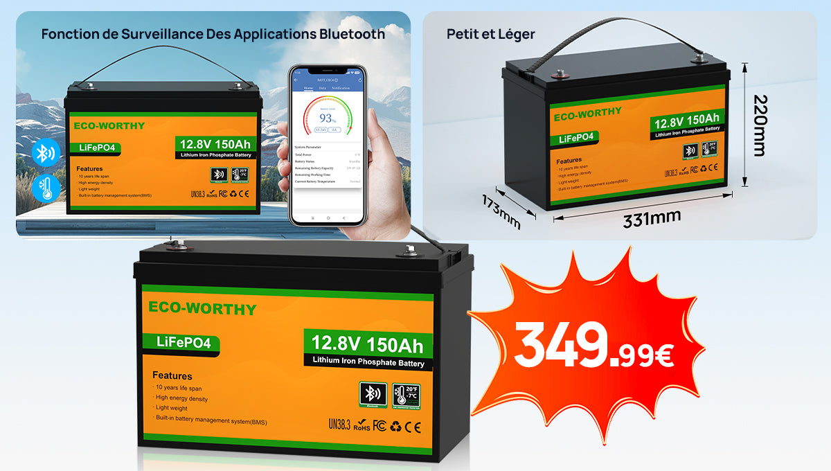 Batterie LiFePO4 12V 300Ah avec Bluetooth intégré, BMS| ECO-WORTHY – eco-worthy-fr