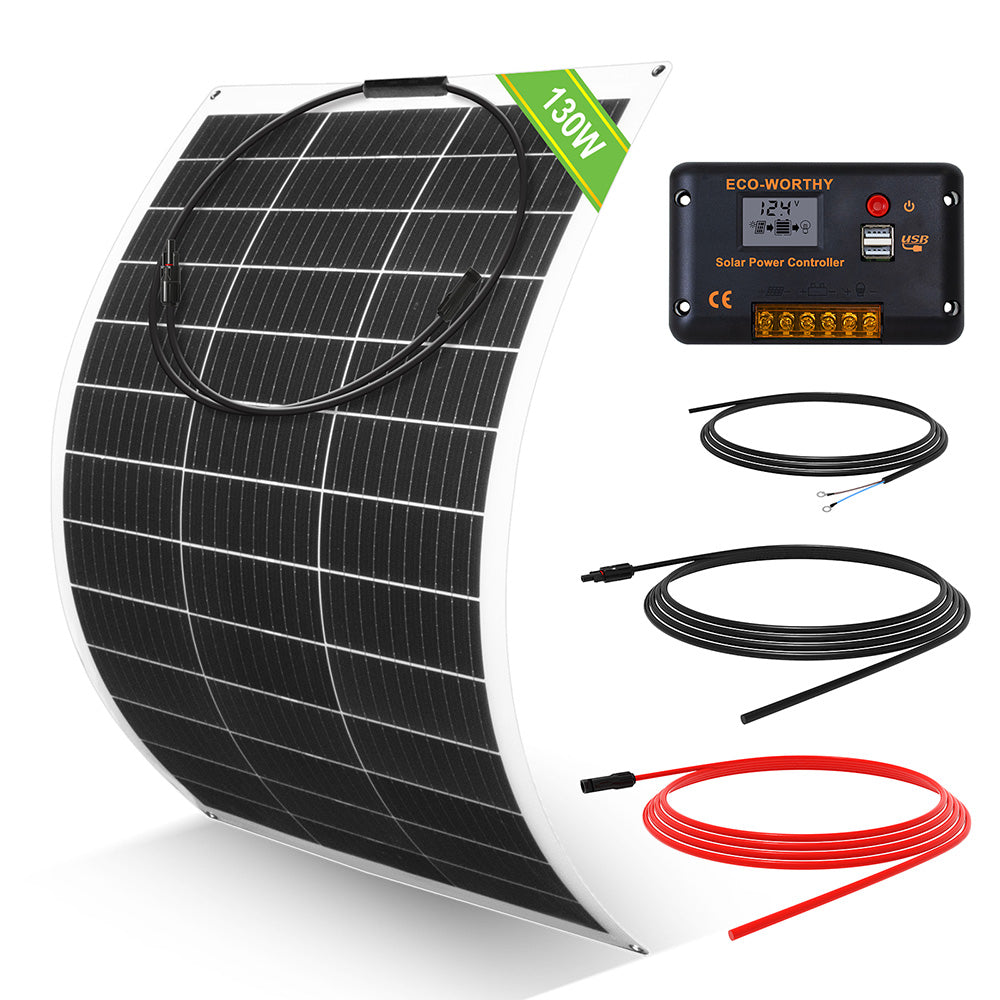 130W 260W 390W 520W 12V 1/2/3/4-panneau Solaire Autonome avec Panneau Mono Flexible 130W | ECO ...