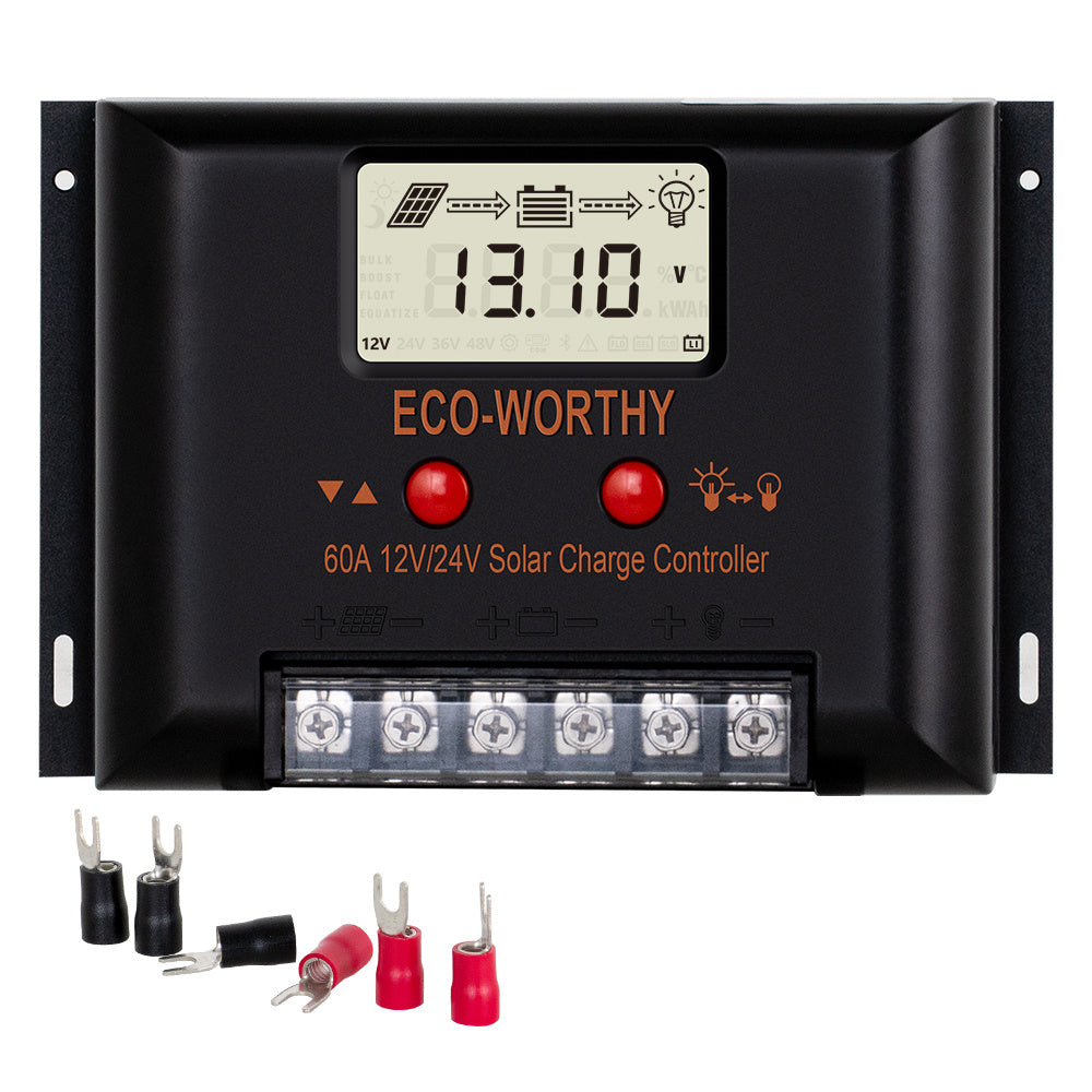 60A PWM LCD Affichage Régulateur de Charge Solaire Régulateur 12V/24V Autoswitch | ECO-WORTHY ...